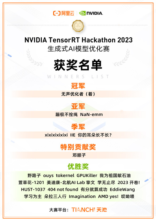 NVIDIA TensorRT Hackathon 2023 —— 生成式AI模型优化赛_算法大赛-天池大赛-阿里云的赛制